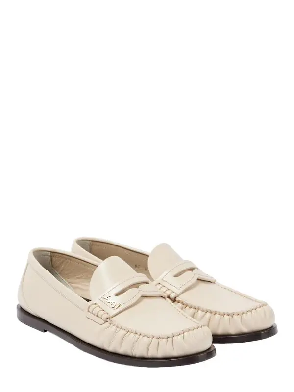 Saint Laurent Leather Penny Loafers - White