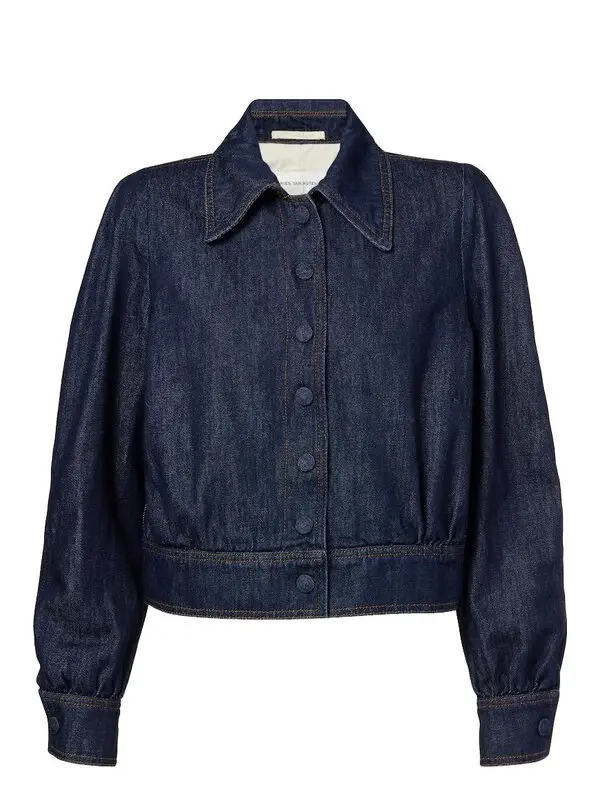 Dries Van Noten Cropped Denim Jacket - Blue