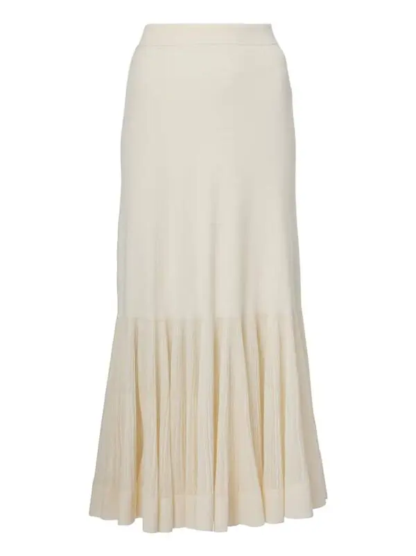 Zimmermann Illuminate Pleated Ribbed-knit Midi Skirt - White