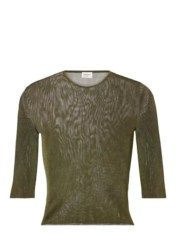 Saint Laurent Cassandre Knitted Top - Green