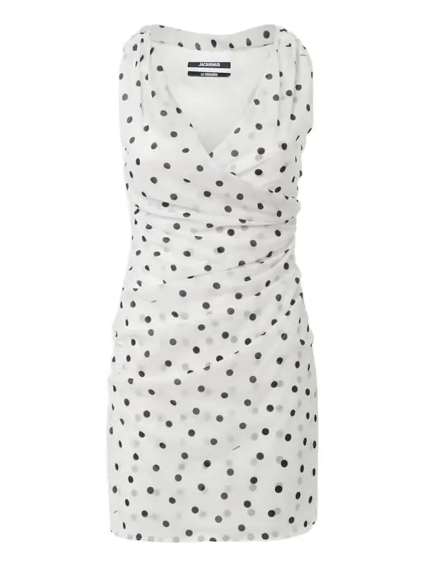 Jacquemus Rita Draped Polka-dot Minidress - White