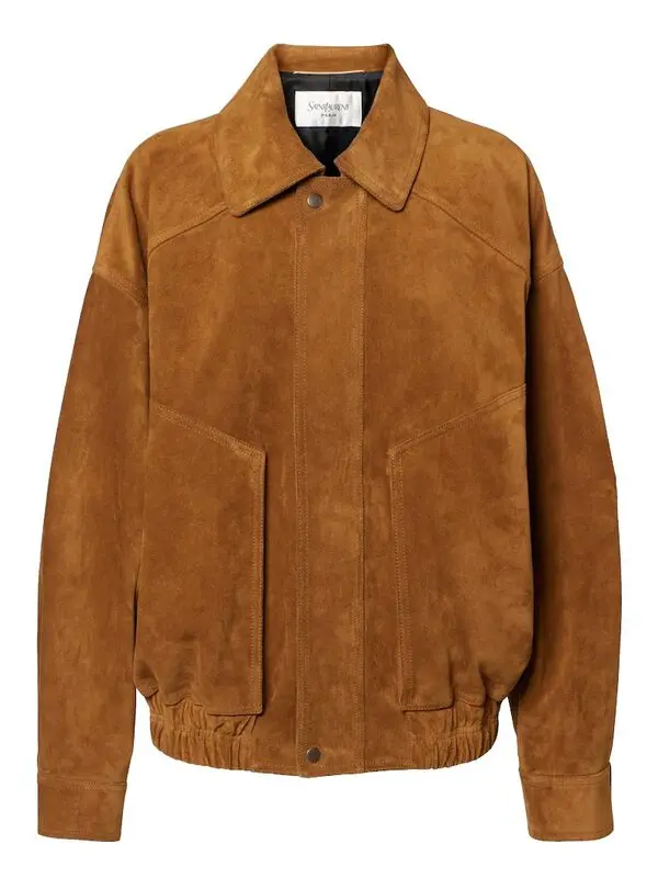 Saint Laurent Suede Bomber Jacket - Brown