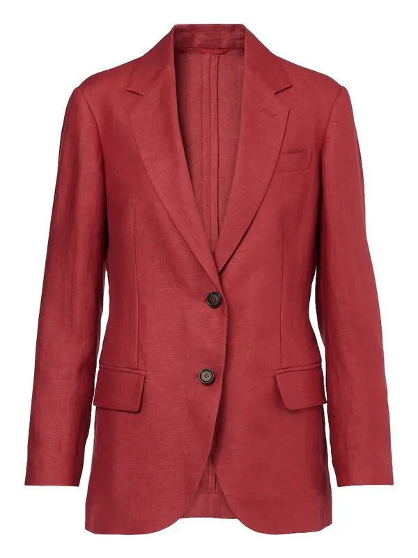 Brunello Cucinelli Hemp And Linen Gabardine Blazer - Red