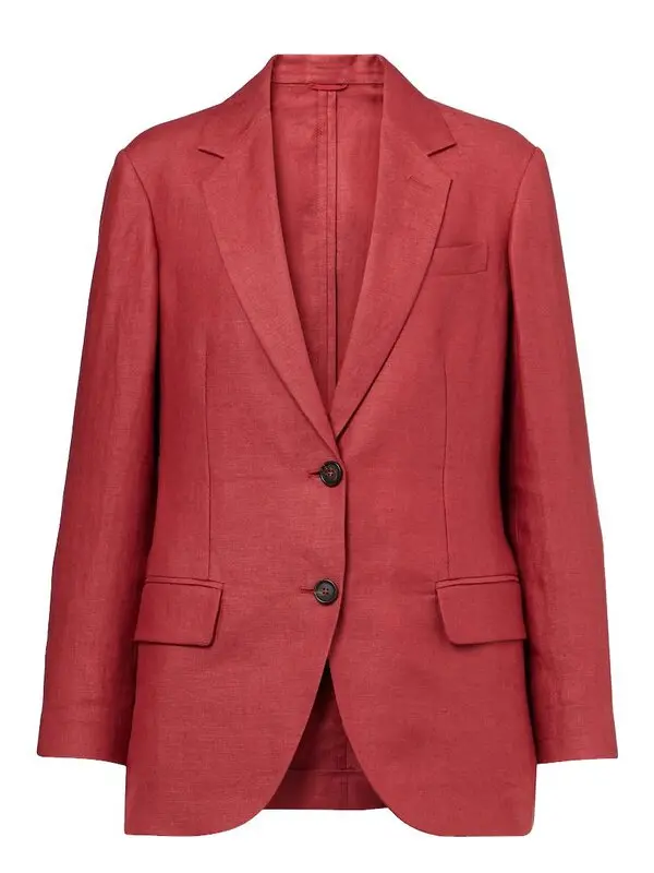 Brunello Cucinelli Hemp And Linen Gabardine Blazer - Red