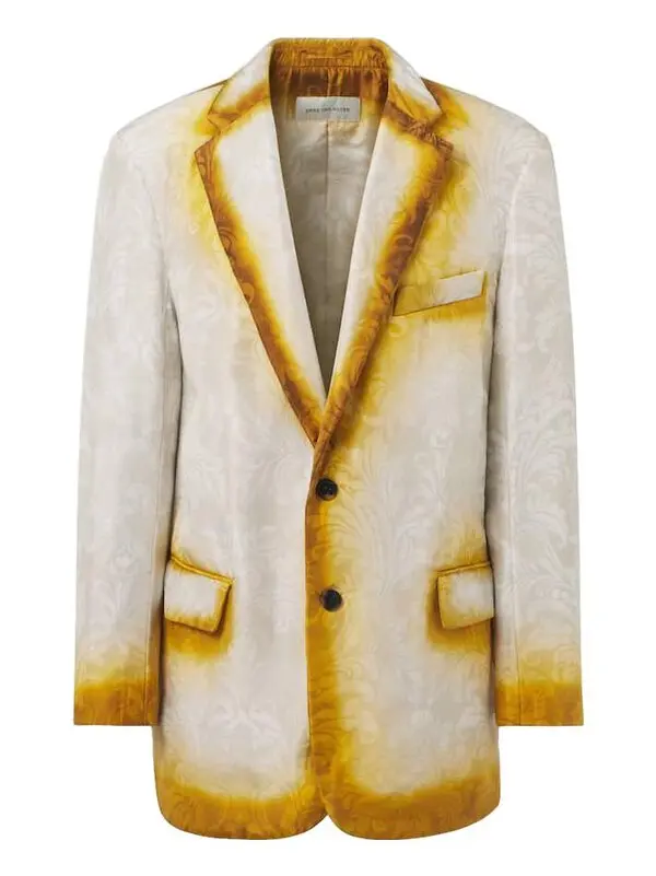 Dries Van Noten Silk Jacquard Blazer - White
