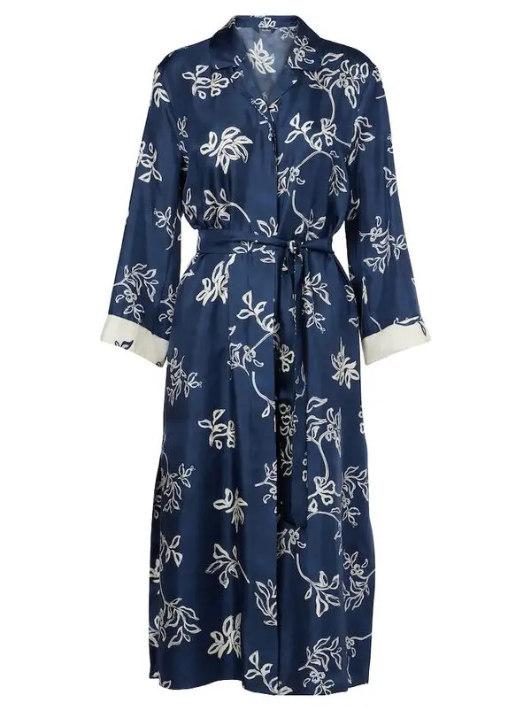 Max Mara Timeo Printed Twill Wrap Dress - Blue