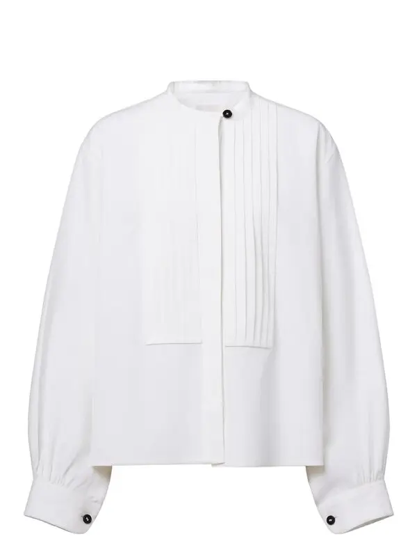JIL SANDER Plissé Linen Shirt - White