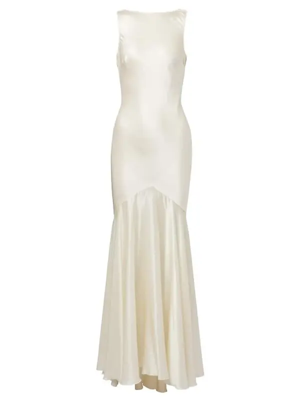 Nina Ricci Open-back Satin Maxi Dress - White