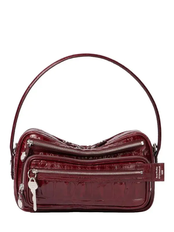Acne Studios Camero Croc-effect Leather Shoulder Bag - Burgundy