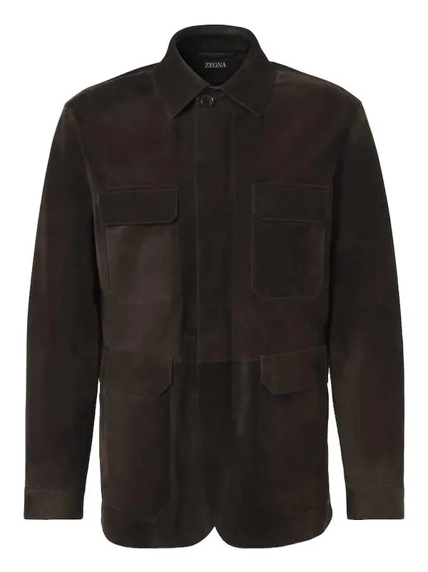 Zegna Leather Field Jacket - Brown