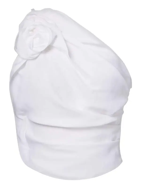 Magda Butrym Floral-appliqué Draped Top - White