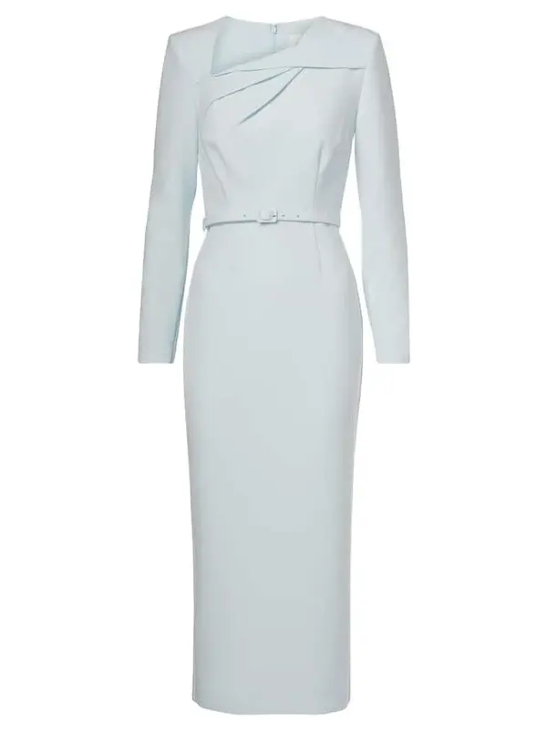 Roland Mouret Belted Crêpe Midi Dress - Blue