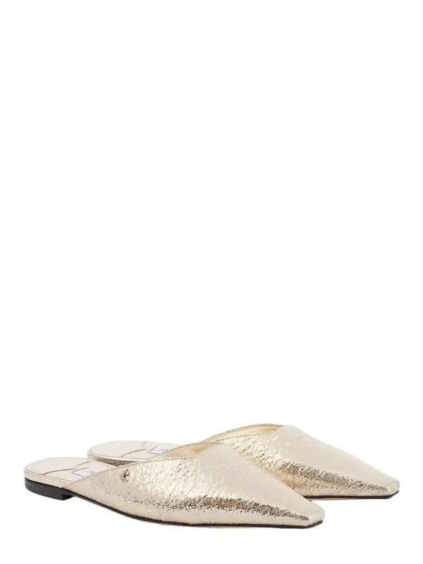 JIMMY CHOO Vivi Metallic Leather Mules - Gold