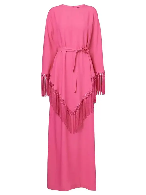 TALLER MARMO Fringed Crêpe Cady Kaftan - Pink