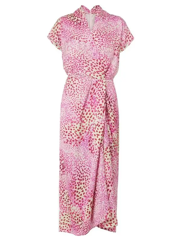 Dries Van Noten Printed Satin Midi Dress - Pink