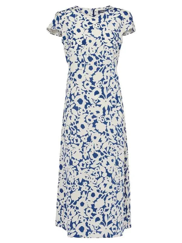 Max Mara Gisella Silk Crêpe De Chine Midi Dress - Blue