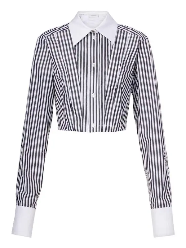 Sportmax Striped Cropped Shirt - Black