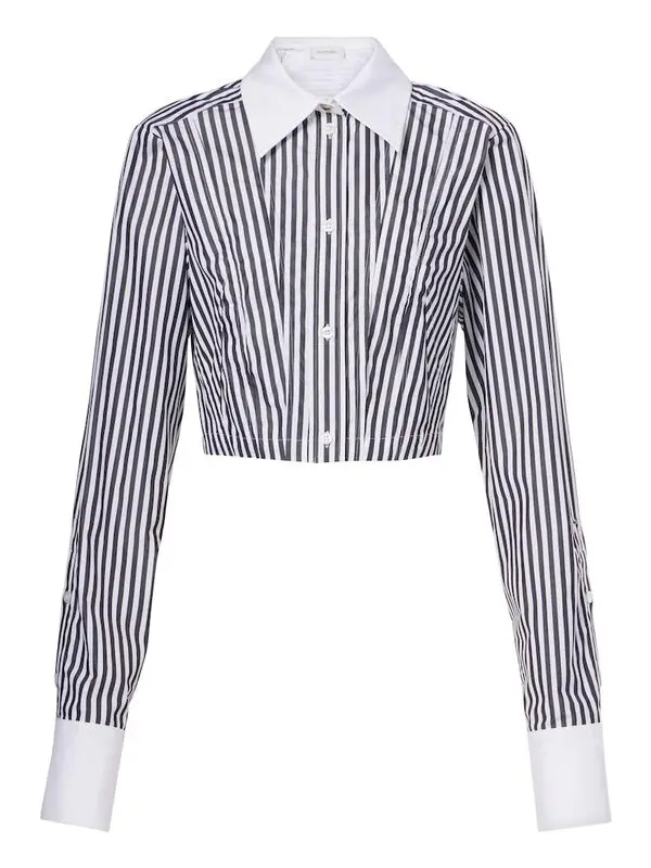 Sportmax Striped Cropped Shirt - Black