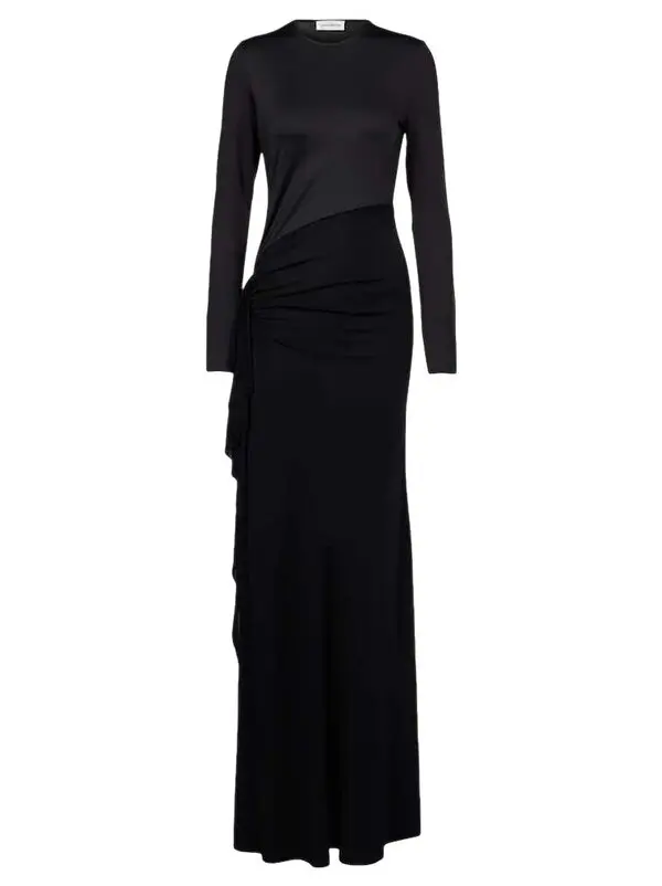 Victoria Beckham Gathered Jersey Gown - Black