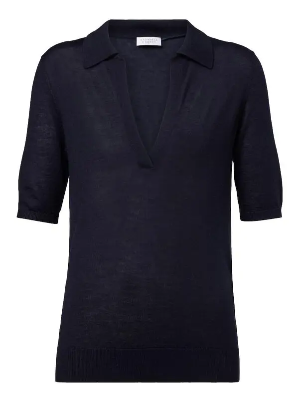 Gabriela Hearst Frank Cashmere And Silk Polo Shirt - Blue