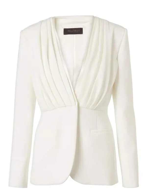 Max Mara Gradi Draped Crêpe Jacket - White
