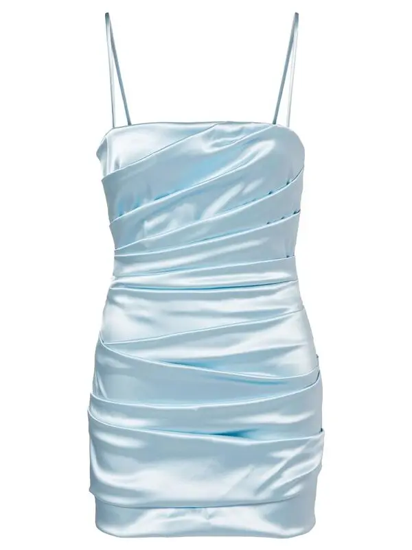 Dolce & Gabbana Ruched Satin Mini Dress - Blue
