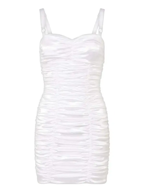 Dolce & Gabbana Ruched Satin Minidress - White