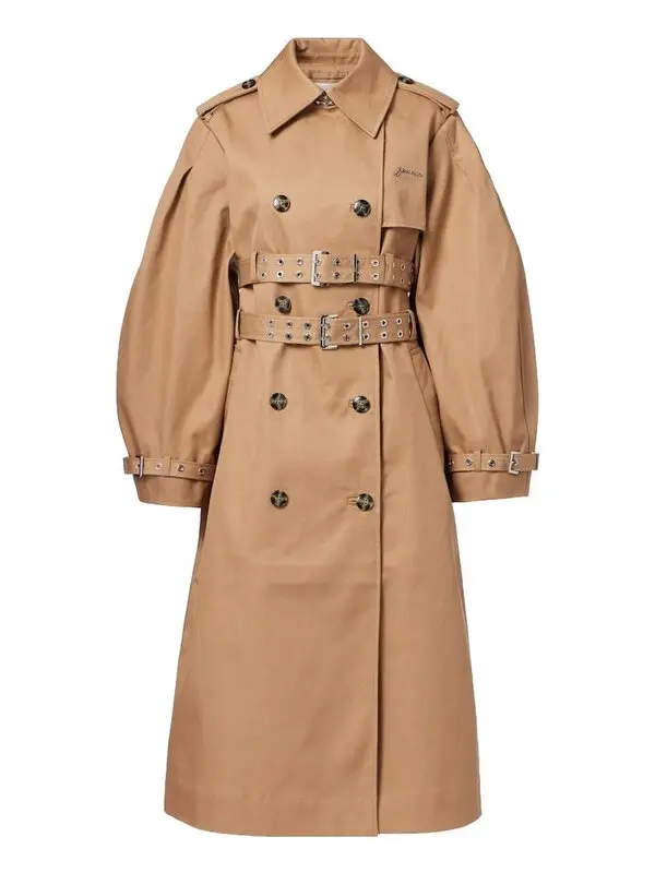 GANNI Cotton Trench Coat - Beige