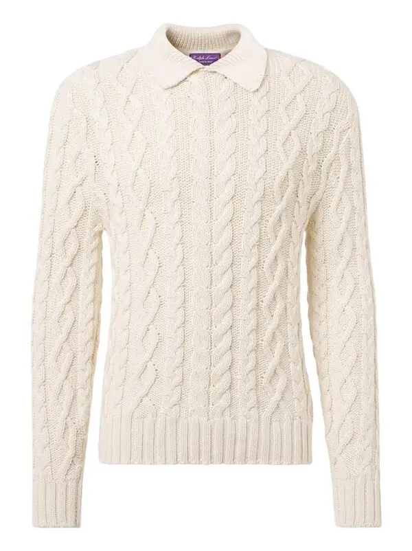 Ralph Lauren Cable-knit Cotton-blend Sweater - Beige