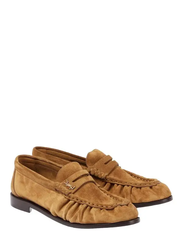 Saint Laurent Le Loafer Suede Penny Loafers - Brown