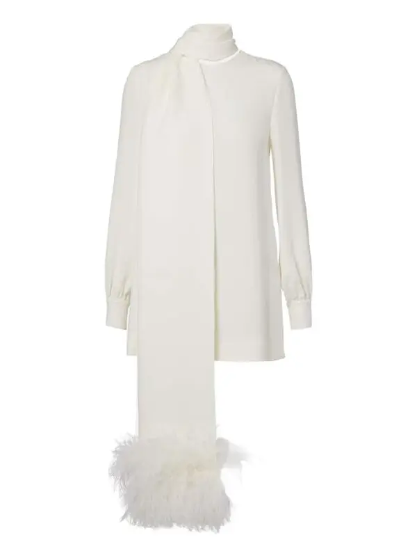 Valentino Garavani Feather-trimmed Silk Top - White