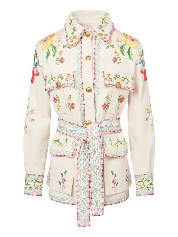 Valentino Garavani Floral Embroidered Denim Jacket - Multicoloured