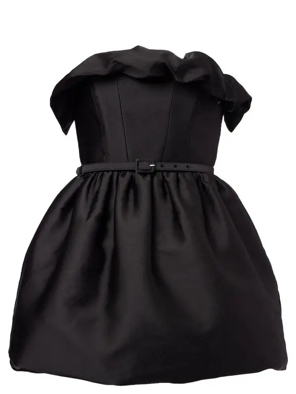 Roland Mouret Ruffled Draped Strapless Mini Dress - Black