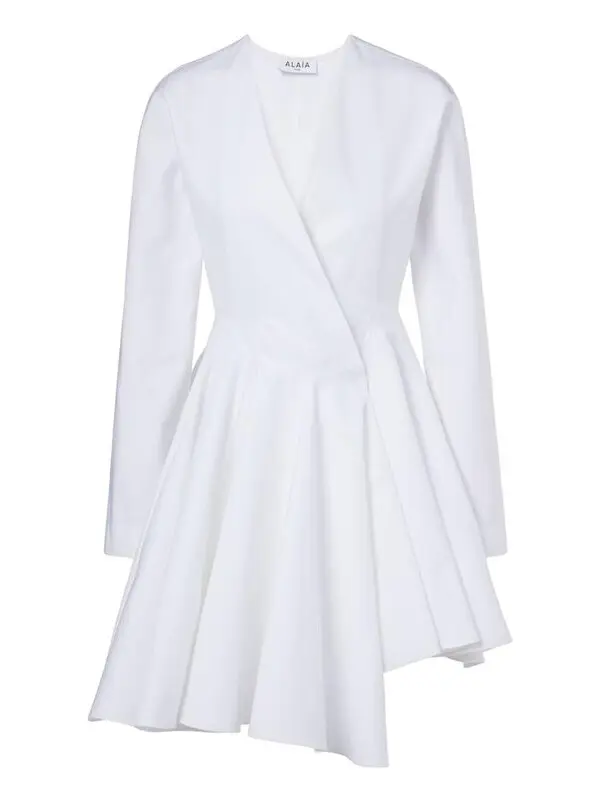 Alaïa Asymmetric Cotton Minidress - White