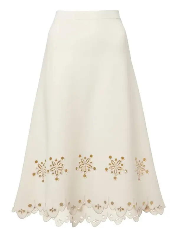 Altuzarra Melly Scalloped Crêpe Midi Skirt - White
