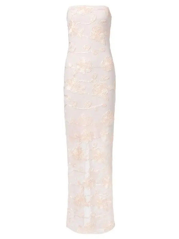 Remain Birger Christensen Embroidered Mesh Maxi Dress - Pink