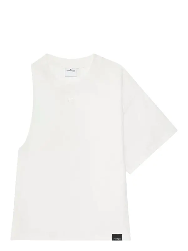 COURREGES One-sleeve Scuba-jersey T-shirt - White