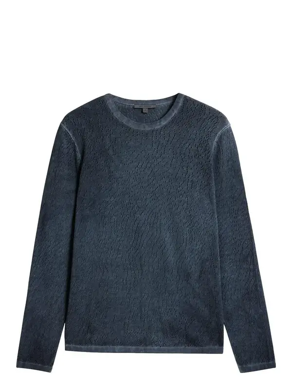 John Varvatos Camden Mesh Stitch Sweater - Navy