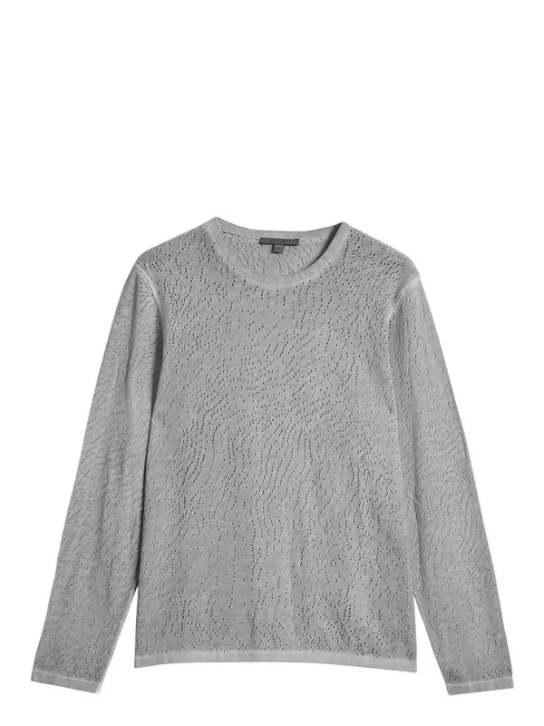 John Varvatos Camden Mesh Stitch Sweater - Smoked Pearl Grey