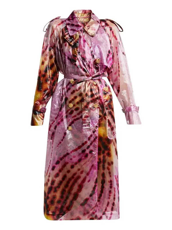 Dries Van Noten Risto Tie-dye Trench Coat - Fuchsia