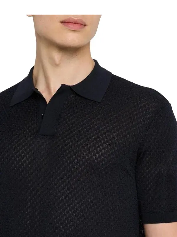 Emporio Armani Apos;s Micro-jacquard Short-sleeve Polo Sweater - Blue