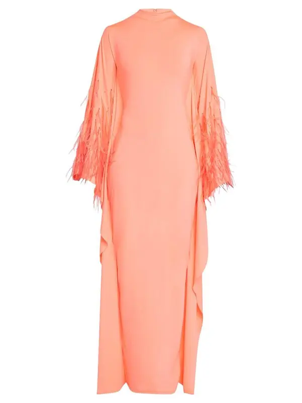 Lapointe Ostrich Feather Batwing Gown - Hot Pink