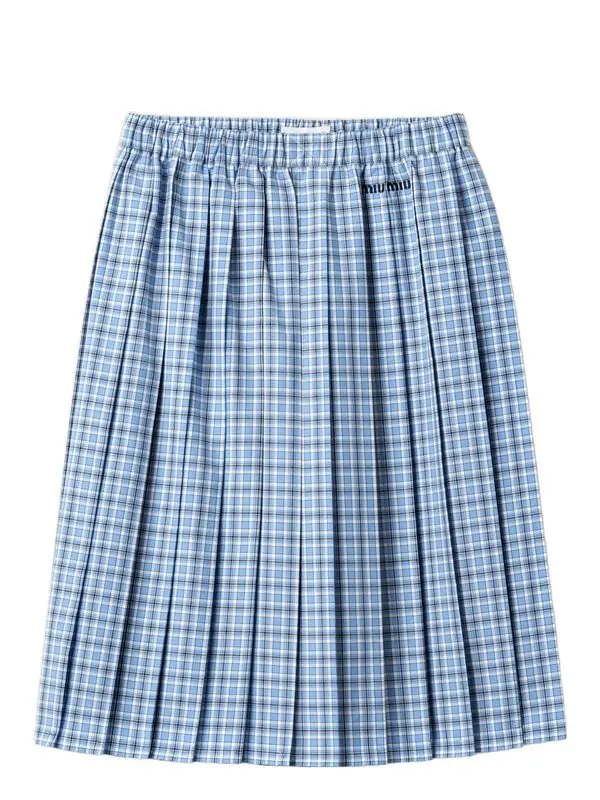 Miu Miu Pleated Check Skirt - Lightblue / Blue