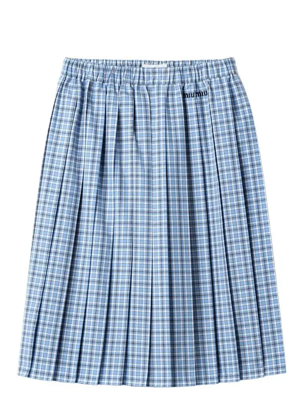 Miu Miu Pleated Check Skirt - Lightblue / Blue