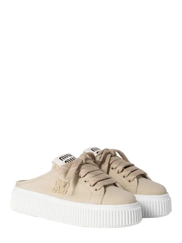 Miu Miu Denim Sneaker Mules - Colonial Beige