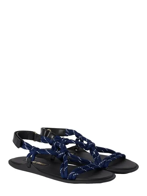 Miu Miu Riviere Cord And Leather Sandals - Baltic Blue
