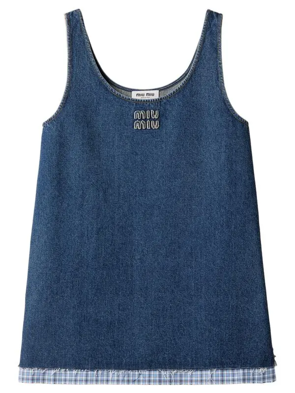 Miu Miu Washed Denim Mini Dress - Navy