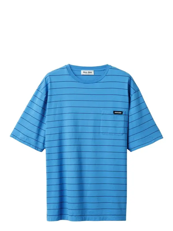 Miu Miu Striped Jersey T-shirt - Light Blue/blue