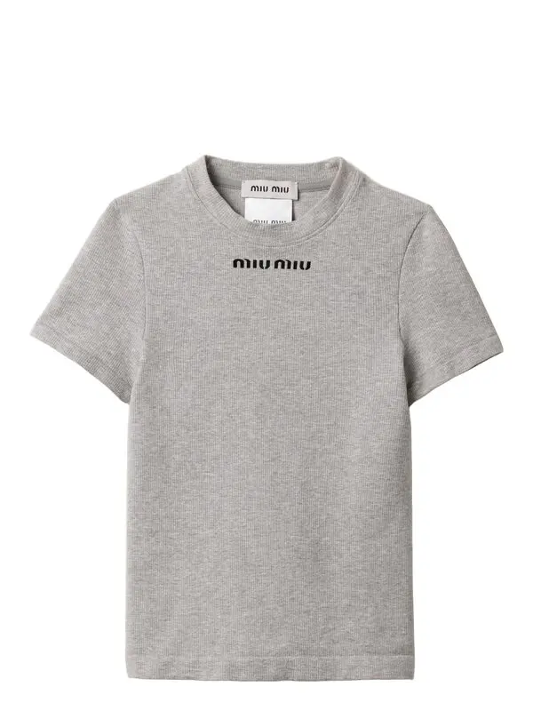 Miu Miu Seamless Mélange T-shirt - Grey