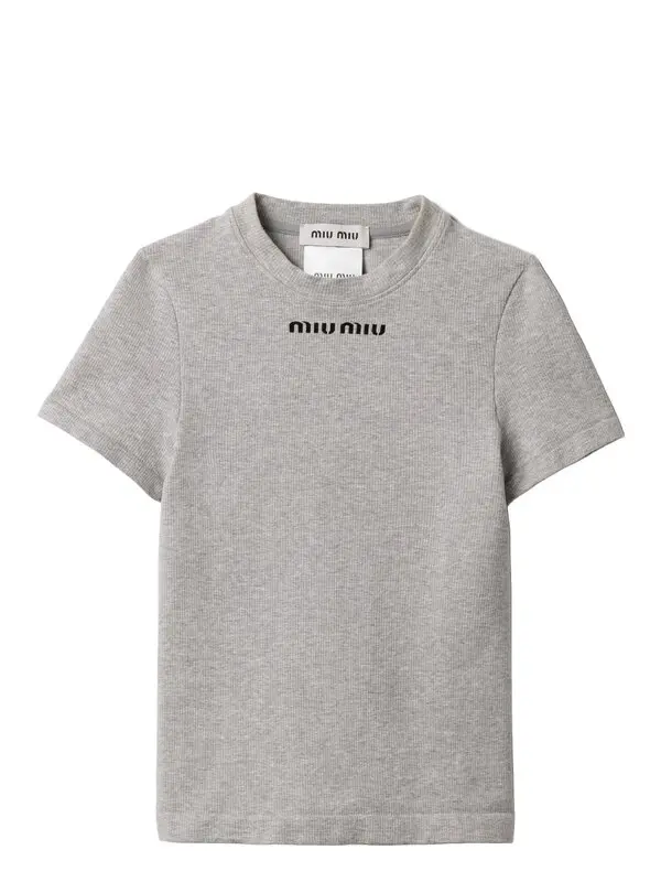 Miu Miu Seamless Mélange T-shirt - Grey
